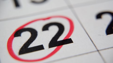Calendar 22nd Day Month Circled Red Stock Footage Video (100% Royalty ...