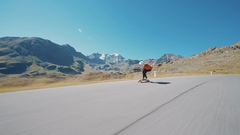 Cinematic Downhill Longboard Session Young Woman Stock Footage Video ...