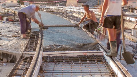 Concrete Leveling Works Road Construction Many Stock Footage Video (100 ...