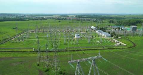 Electrical Substation Aerial View Electrical Installation Stock Footage ...