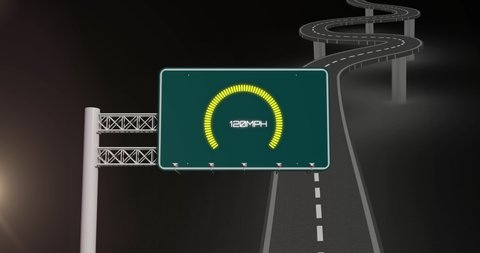 Animation Road Sign Road On Black Stock Footage Video (100% Royalty ...