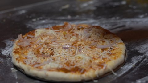 Vegetables Dropped Pizza Base Making Pizza Stock Footage Video (100% ...