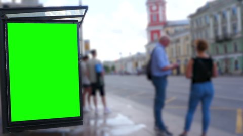 Billboard Green Screen Bus Stop Big Stock Footage Video (100% Royalty ...