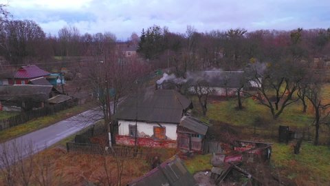 Aerial View Small Village Remote Rural Stock Footage Video (100% ...