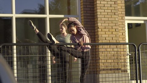 Ballerina Uses Railing Outside Ballet Barre Stock Footage Video (100% ...