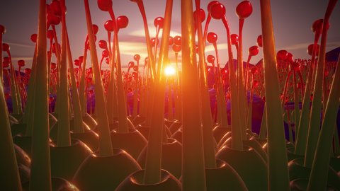 Alien Plant Flower Macro Stems 3d Stock Footage Video (100% Royalty ...