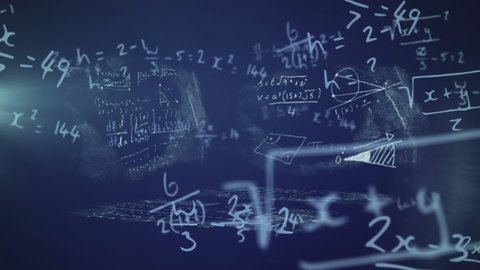 Animation Math Formulas Graphs On Navy Stock Footage Video (100% ...