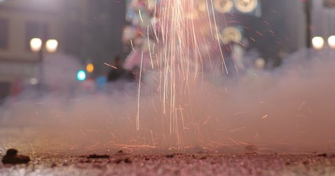 Small Rocket Firecracker Burning Swirling Flying Stock Footage Video ...