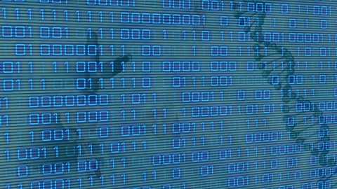 Animation Dna Binary Code Over Blue Stock Footage Video (100% Royalty ...