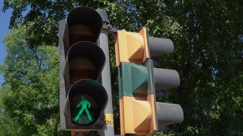 Flashing Amber Pedestrian Warning Light Pedestrian Stock Footage Video ...