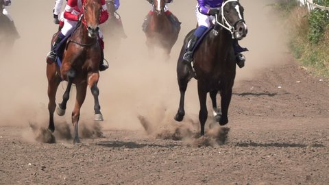 Horse Racing Feet Horses Racetrack Raising Stock Footage Video (100% ...