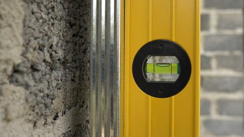 Liquid Balance Ruler Installing Metal Profile Stock Footage Video (100% ...