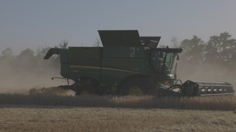 John Deere Harvester Works Field Combine Stock Footage Video (100% ...