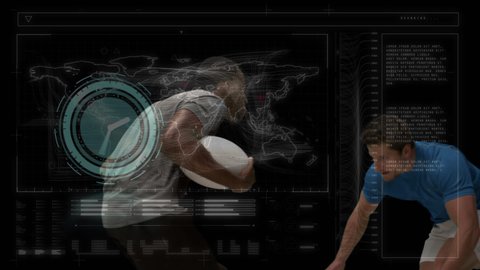 Animation Digital Interface Over American Football Stock Footage Video ...