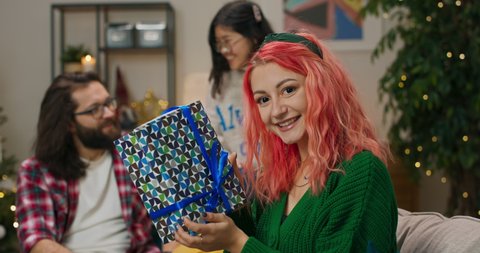 Christmas Party Full Swing Friends Unpack Stock Footage Video (100% ...