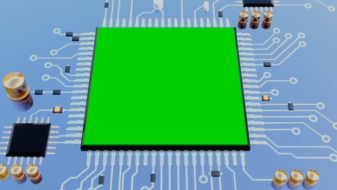 Processor On Motherboard Green Screen Area Stock Footage Video (100% ...