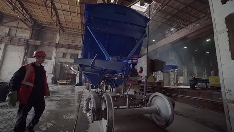 Factory Worker Modern Train Production Plant Stock Footage Video (100% ...