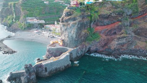 Aerial View Ponta Do Sol Beach Stock Footage Video (100% Royalty-free ...