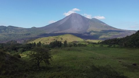 Aerial View Volcano Blue Sky Green Stock Footage Video (100% Royalty ...