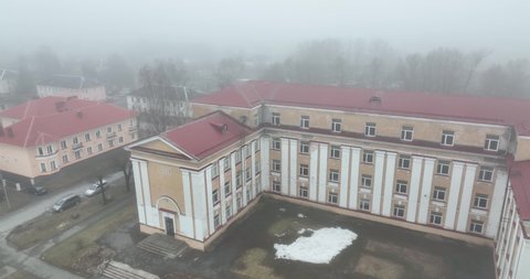 Aerial Footage Old Soviet School Building Stock Footage Video (100% ...