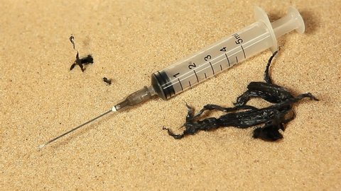 Footage Syringe Garbage Sand Background Stock Footage Video (100% ...