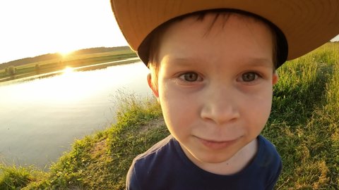 Playful Male Kid Cap Fooling Smiling Stock Footage Video (100% Royalty ...