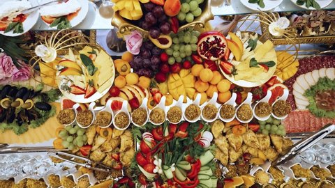 Beautiful Buffet Table Expensive Banquet Exotic Stock Footage Video ...