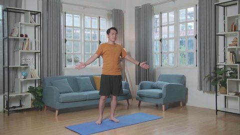 Asian Man Doing Yoga Tree Pose Stock Footage Video (100% Royalty-free ...