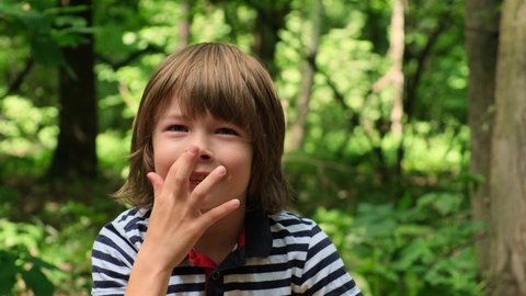 Little Boy Picks Boogers His Nose Stock Footage Video (100% Royalty ...