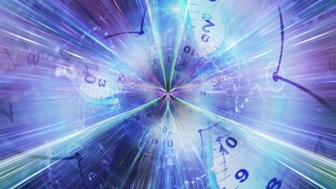 Clocks Tunnel Animation Rendering Time Travel Stock Footage Video (100% ...