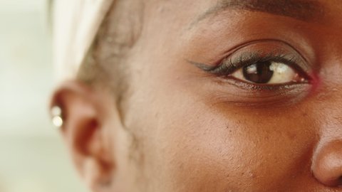 Native African American Woman Eye Halfface Stock Footage Video (100% ...
