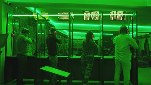 Back View Group People Shooting Targets Stock Footage Video (100% ...