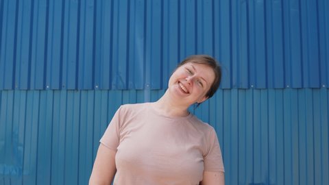 Simple Positive Paleskinned Woman Dances Against Stock Footage Video ...