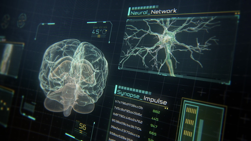 Futuristic Technological Interface Analyzing Human Brain Anatomy and Morphology. Medical Profile ...