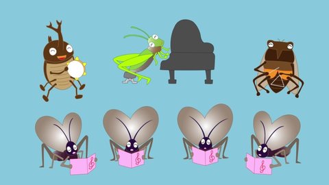 Insects Singing Playing Musical Instruments Stock Footage Video (100% ...