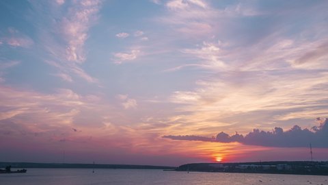 Beautiful Summer Sunset Movement Clouds Evening Stock Footage Video ...