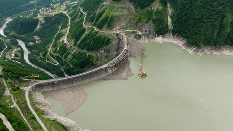 Enguri Dam Concrete Arch Dam On Stock Footage Video (100% Royalty-free ...