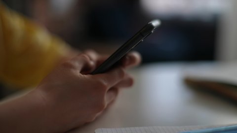 Closeup Hands Unrecognizable Child Boy Scrolling Stock Footage Video ...