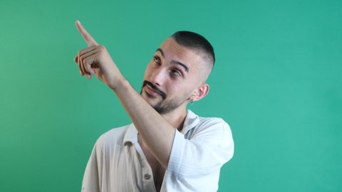 Man Pointing Corner Male Model Showing Stock Footage Video (100% ...