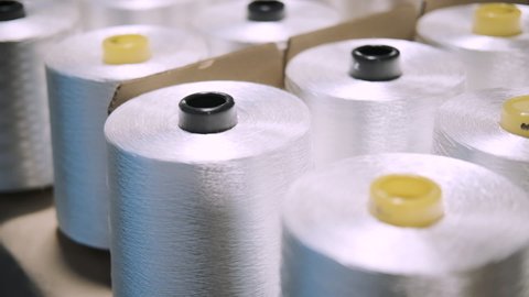 Fiberglass Production Plant Produces Fiberglass Thread Stock Footage ...
