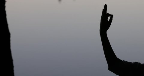 Woman Rising Hands Yoga Pose Meditation Stock Footage Video (100% ...