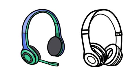 Headset Sketch 2d Animated Stock Footage Video (100% Royalty-free ...
