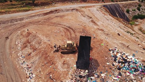 Beach Landfill Trucks Working On Sandy Stock Footage Video (100% ...