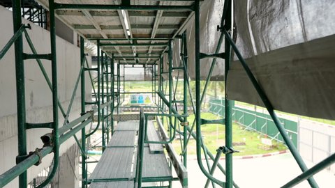4k Steel Structure Used Scaffolding Walkway Stock Footage Video (100% ...