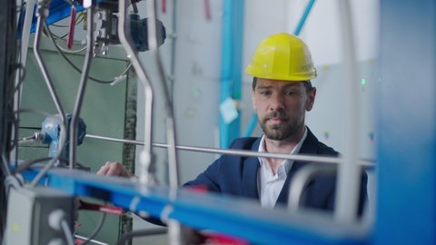Inpector Factory Protective Helmet Checking Processes Stock Footage ...