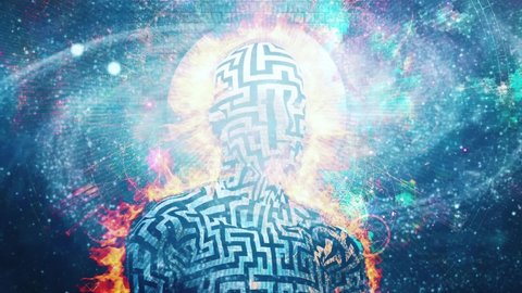 Burning Figure Man Maze Pattern Lotus Stock Footage Video (100% Royalty ...