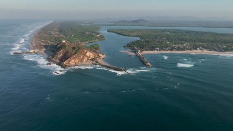 Chacahua Oaxaca Mexico Aerial Fly Drone Stock Footage Video (100% ...