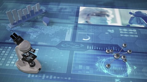 3d Rotating Microscope Molecule Chart On Stock Footage Video (100% ...