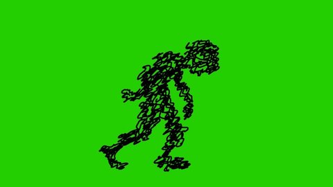 Scribble Sad Walk Cycle Animation Green Stock Footage Video (100% ...