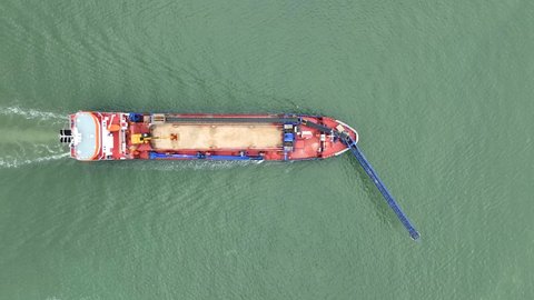 Self Unloading Barge Carrying Cargo Sea Stock Footage Video (100% ...